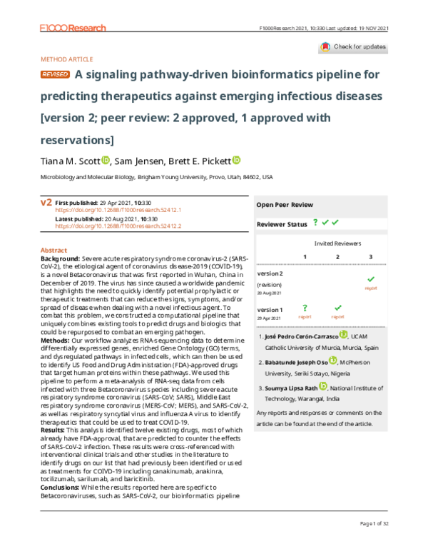 Pdf A Signaling Pathway Driven Bioinformatics Pipeline For Predicting