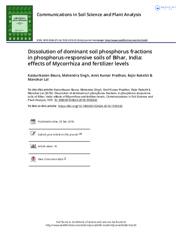 (PDF) Dissolution of Dominant Soil Phosphorus Fractions in Phosphorus ...