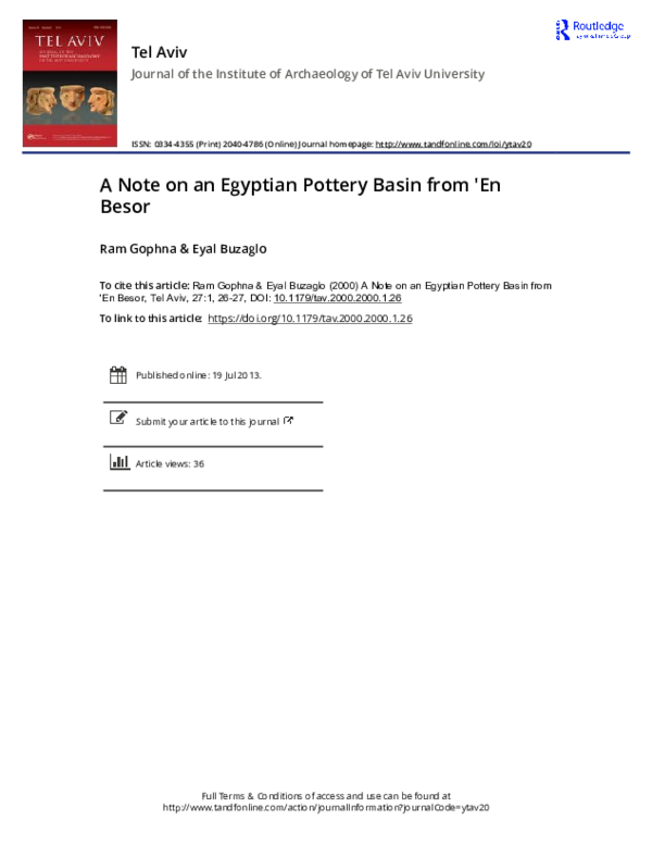 (PDF) A Note on an Egyptian Pottery Basin from 'En Besor