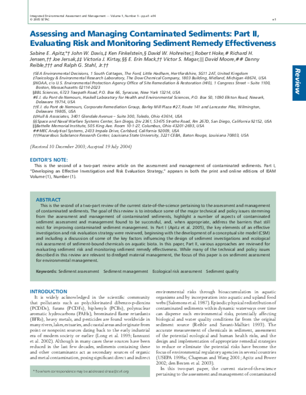 (PDF) Assessing and Managing Contaminated Sediments: Part II ...