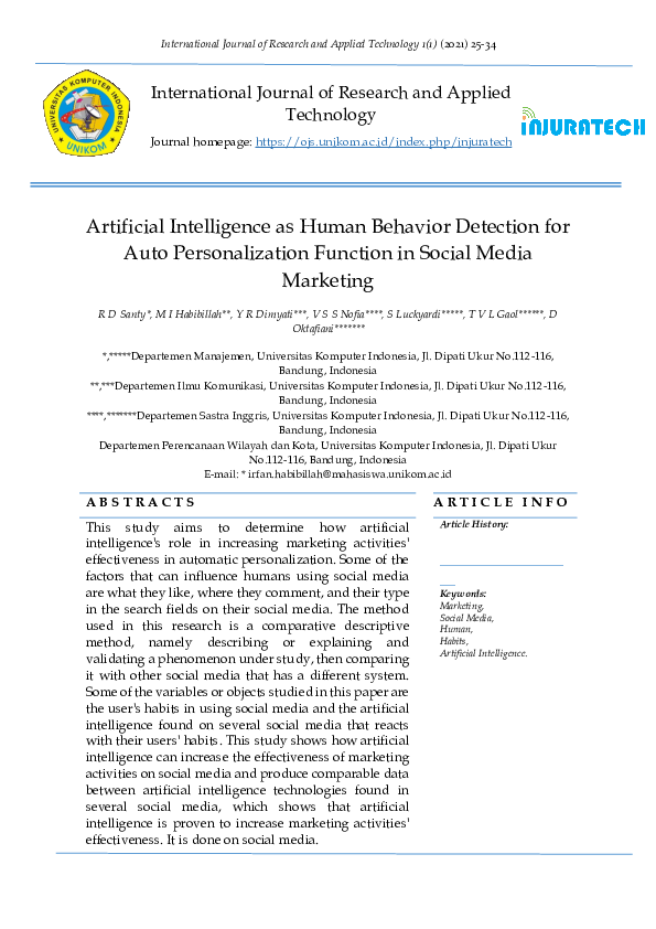 (PDF) Artificial Intelligence as Human Behavior Detection for Auto ...
