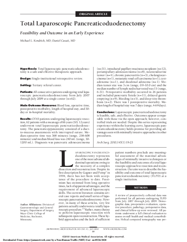 (PDF) Total Laparoscopic Pancreaticoduodenectomy