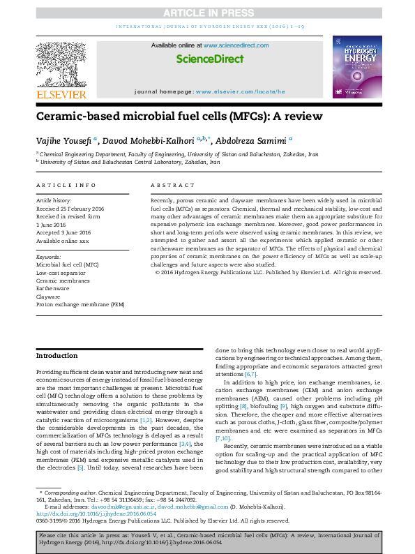 (PDF) Ceramic-based microbial fuel cells (MFCs): A review