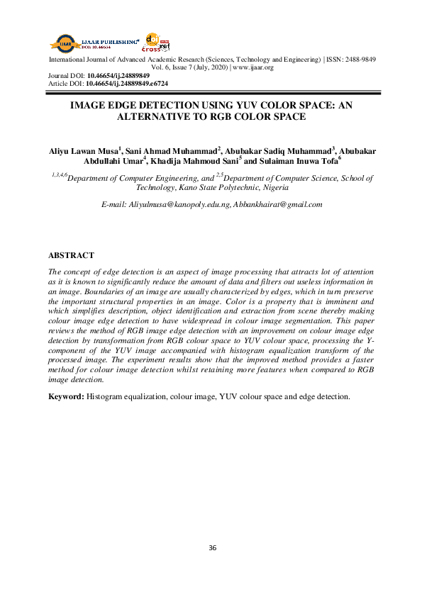 (PDF) Image Edge Detection Using Yuv Color Space: An Alternative to RGB Color Space