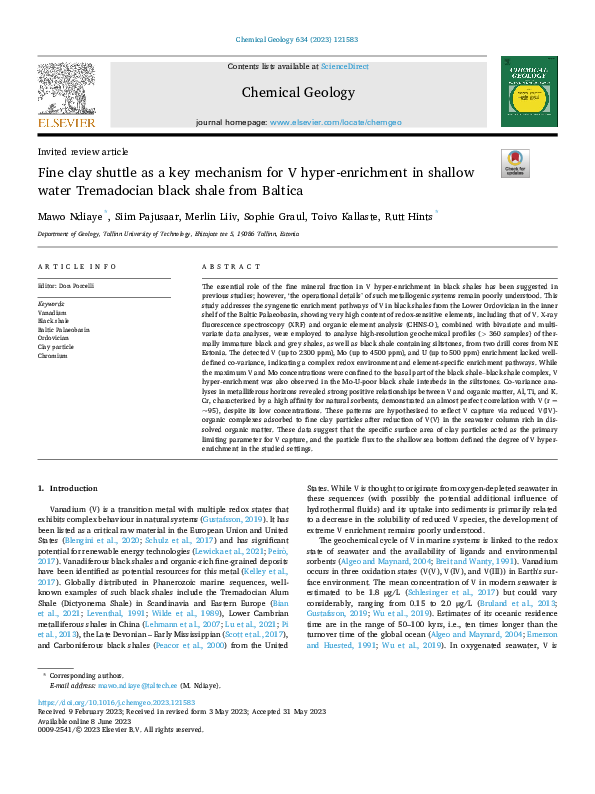 (PDF) Fine clay shuttle as a key mechanism for V hyper-enrichment in ...
