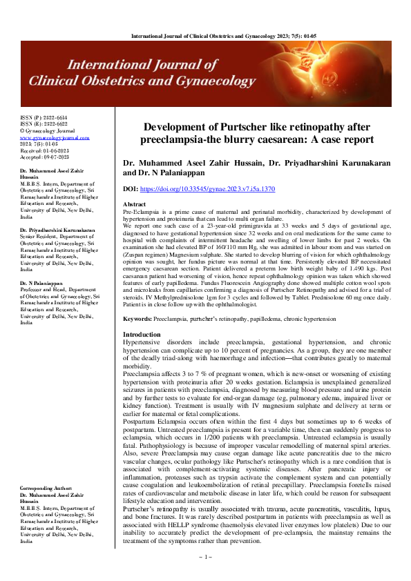 (PDF) Development of Purtscher like retinopathy after preeclampsia-the ...