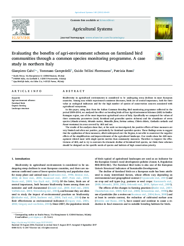 (PDF) Evaluating the benefits of agri-environment schemes on farmland ...