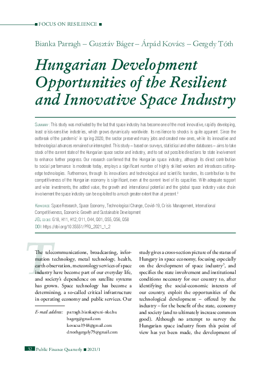 (PDF) Hungarian Development Opportunities of the Resilient and ...
