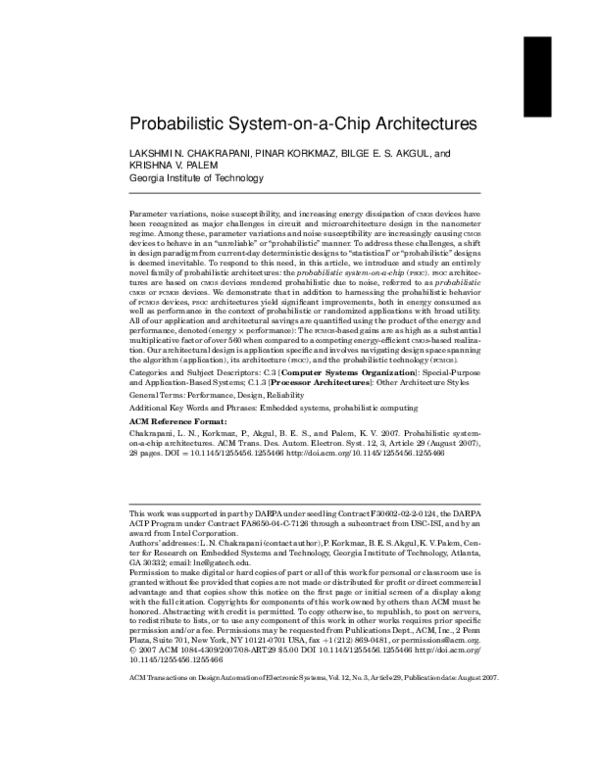 (PDF) Probabilistic system-on-a-chip architectures