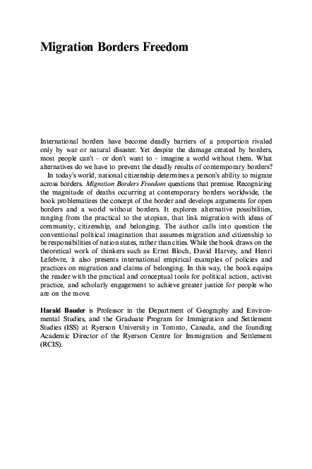 (PDF) Migration Borders Freedom