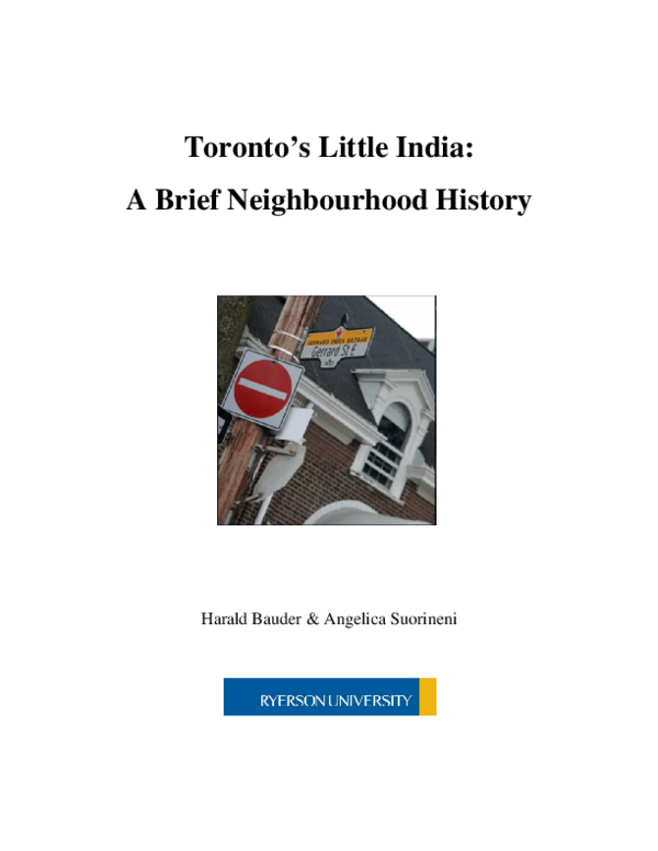 (PDF) Toronto's Little India: A Brief Neighbourhood History