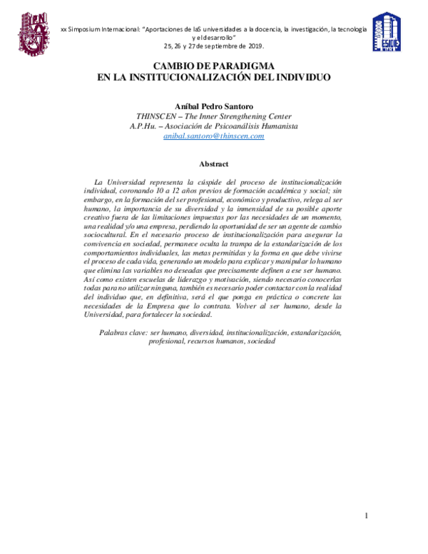 (PDF) Cambio De Paradigma en La Institucionalización Del Individuo