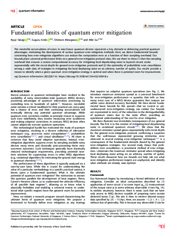(PDF) Fundamental limits of quantum error mitigation