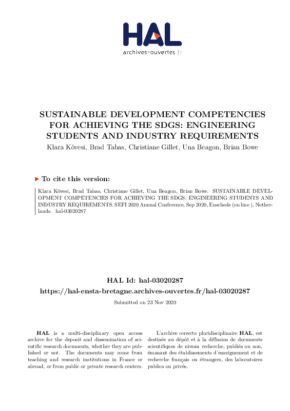 (PDF) Sustainable Development Competencies for Achieving the SDGS ...