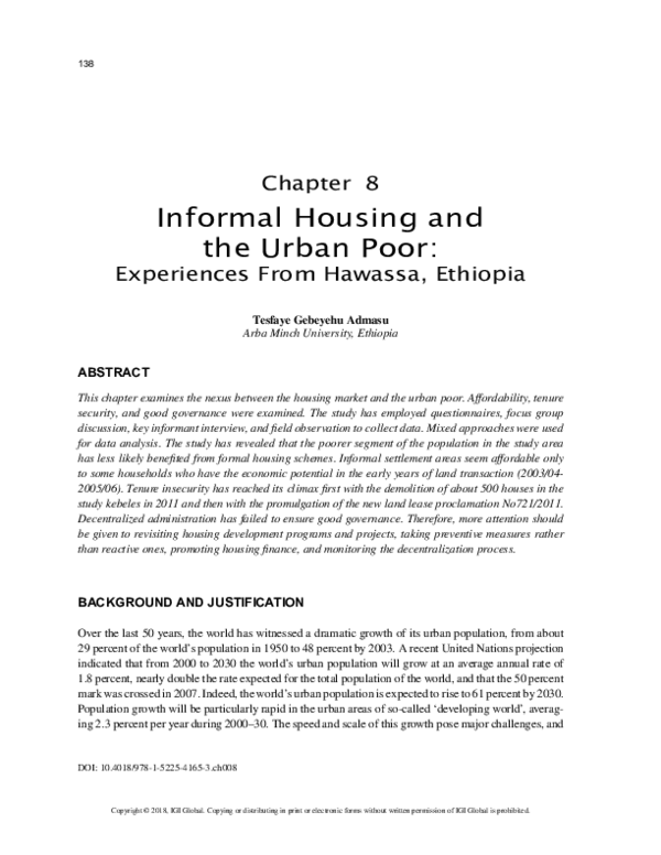 (PDF) Informal Housing and the Urban Poor