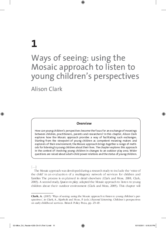 (PDF) Ways of seeing: using the Mosaic approach to listen to young ...