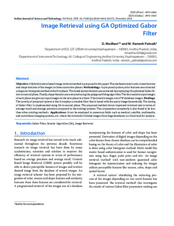 (PDF) Image Retrieval using GA Optimized Gabor Filter