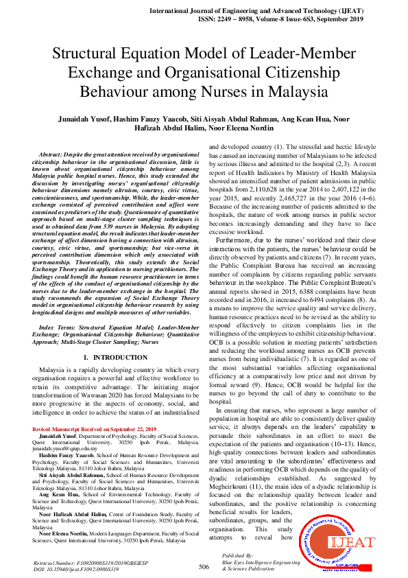 (PDF) Structural Equation Model of Leader-Member Exchange and Organisational Citizenship ...
