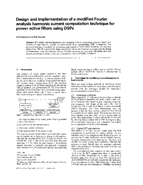 (PDF) Design and implementation of a modified Fourier analysis harmonic current computation ...