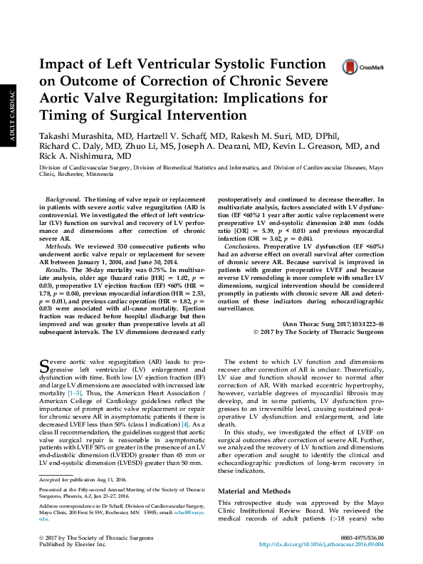 (PDF) Impact of left ventricular systolic function on clinical and ...