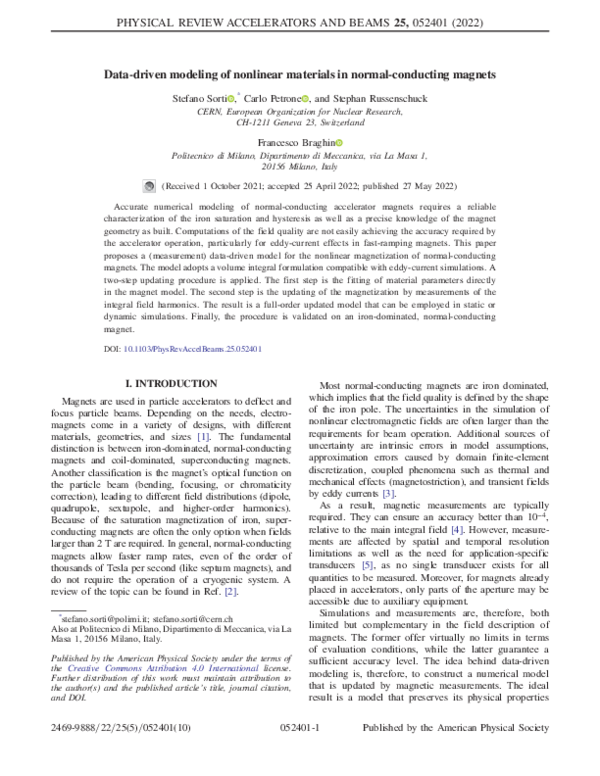 (PDF) Data-driven modeling of nonlinear materials in normal-conducting magnets