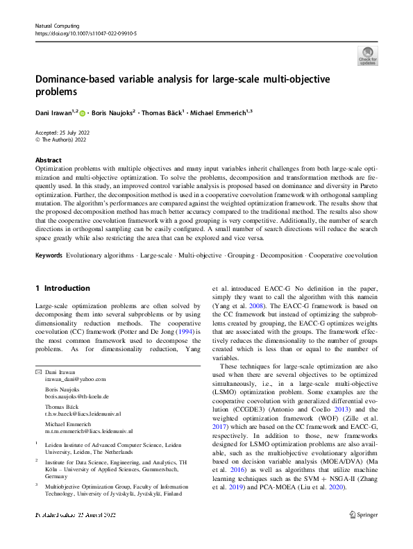 Pdf Dominance Based Variable Analysis For Large Scale Multi Objective
