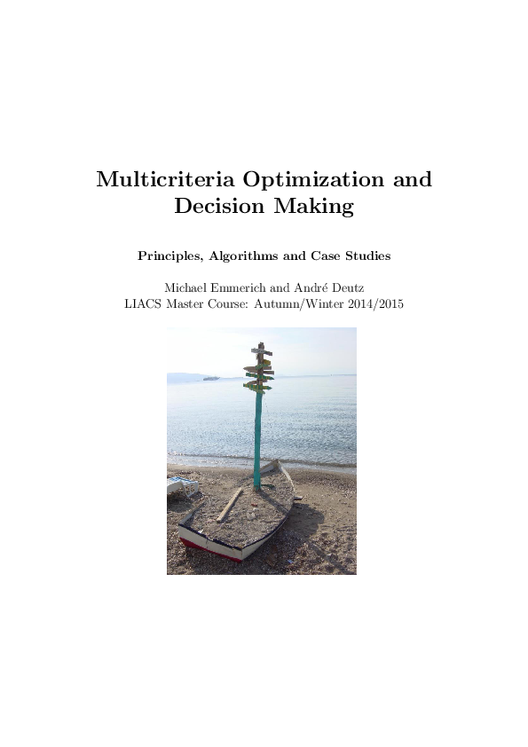 (PDF) Multicriteria Optimization and Decision Making Principles, Algorithms and Case Studies