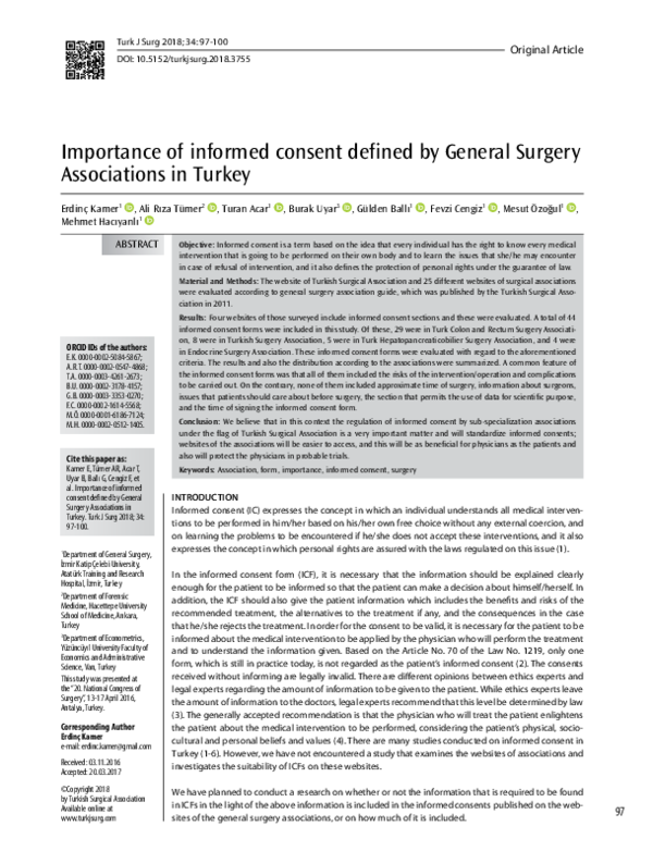 (PDF) Importance of informed consent defined by General Surgery ...