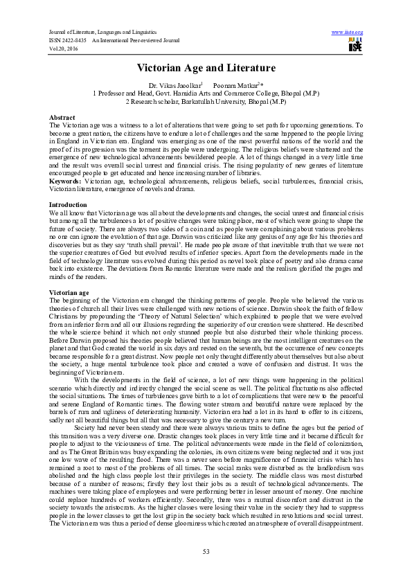 (PDF) Victorian Age and Literature