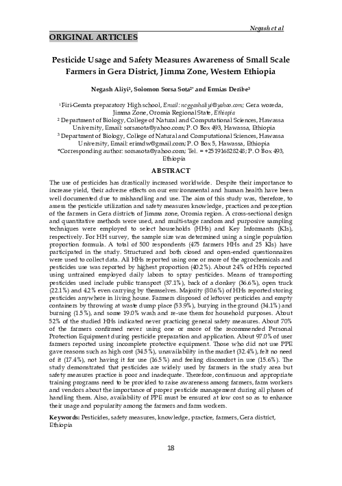 (PDF) Pesticide Usage and Safety Measures Awareness of Small Scale ...