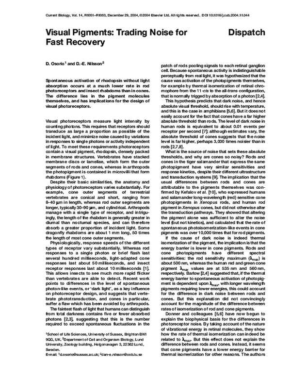 (PDF) Visual Pigments: Trading Noise for Fast Recovery
