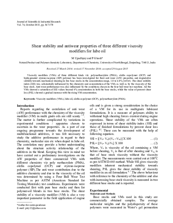 (PDF) Shear stability and antiwear properties of three different ...