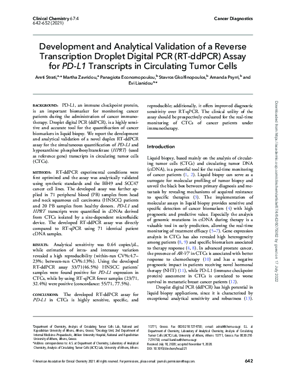 (PDF) Development and Analytical Validation of a Reverse Transcription Droplet Digital PCR (RT ...