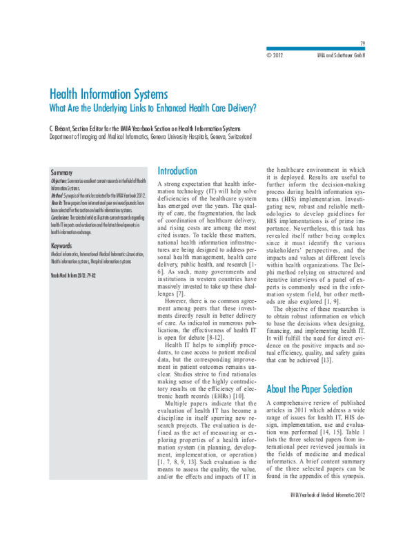 (PDF) Health Information Systems