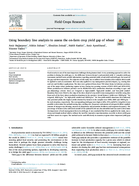 (PDF) Using boundary line analysis to assess the on-farm crop yield gap ...