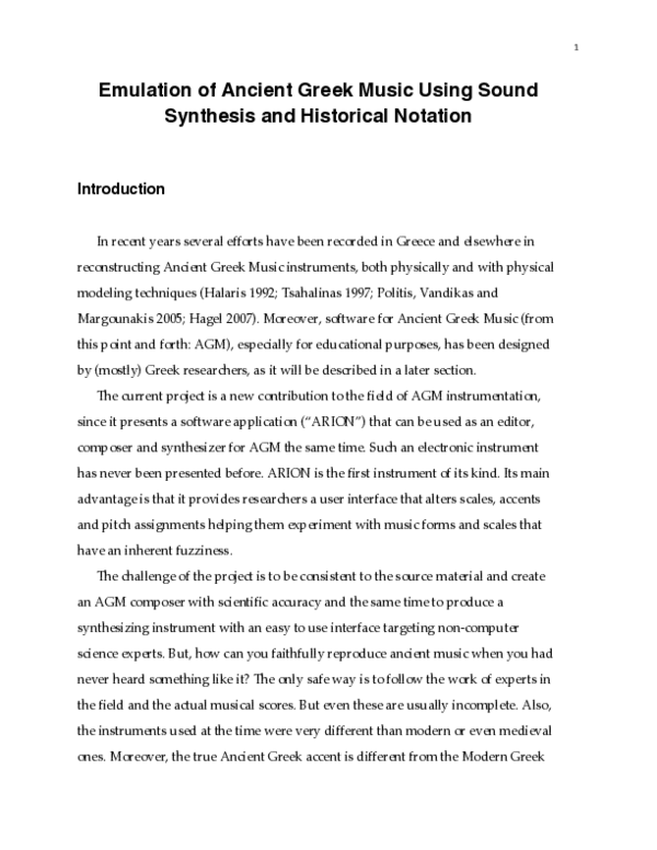 (PDF) Emulation of Ancient Greek Music Using Sound Synthesis and ...