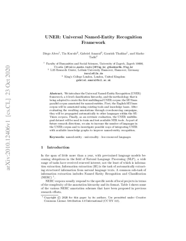 (PDF) UNER: Universal Named-Entity RecognitionFramework