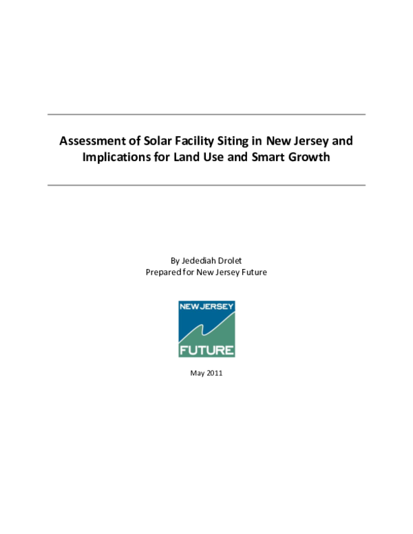 (PDF) Assessment of Solar Facility Siting in New Jersey and ...