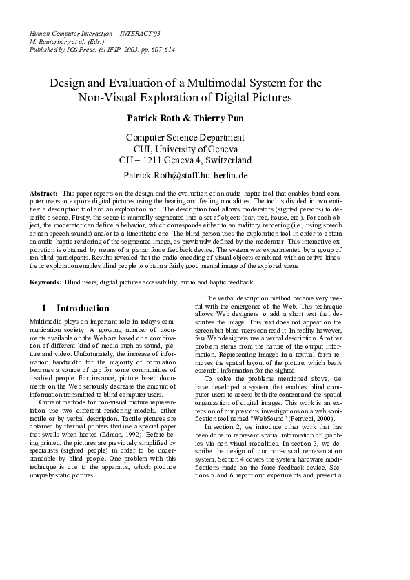 (PDF) Design and evaluation of a multimodal system for the non-visual exploration of digital ...