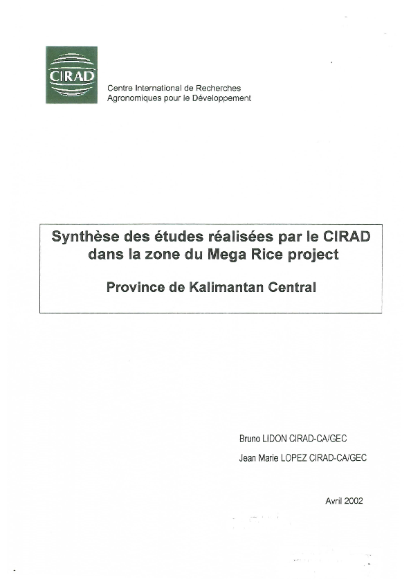 (PDF) Synthèse des études réalisées par le CIRAD dans la zone du Mega ...