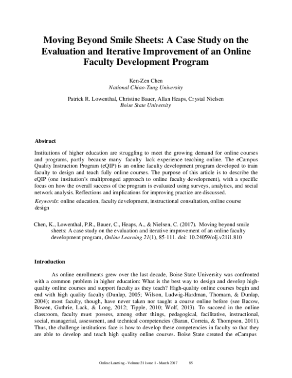 (PDF) Moving Beyond Smile Sheets: A Case Study on the Evaluation and ...