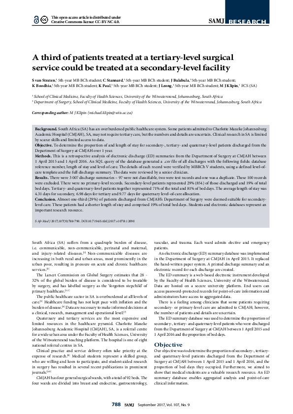 (PDF) A third of patients treated at a tertiary-level surgical service ...