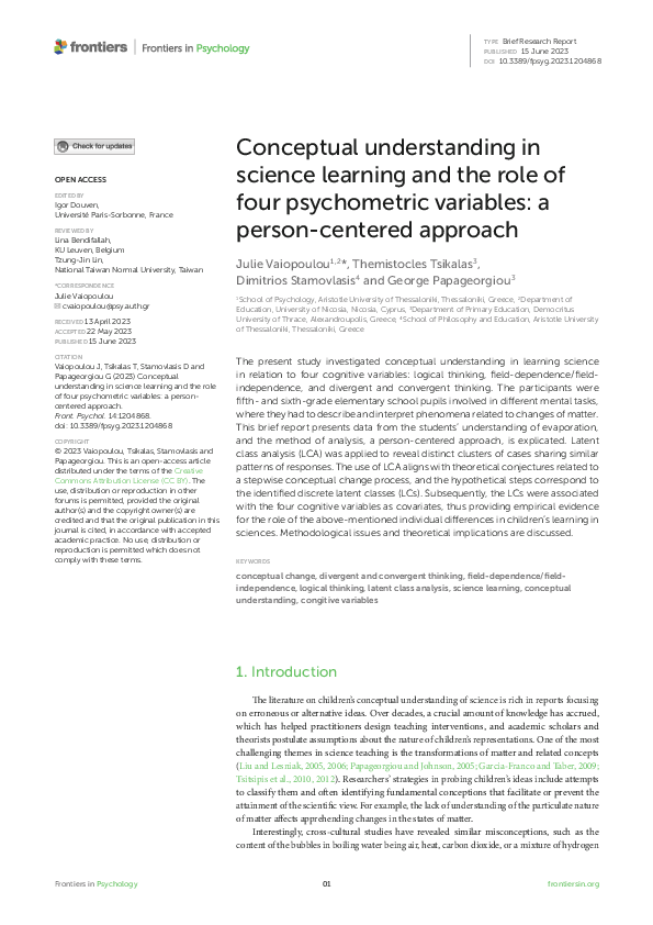 (PDF) Conceptual understanding in science learning and the role of four psychometric variables ...