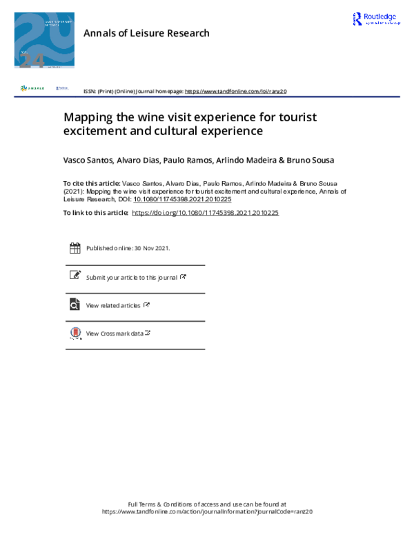 (PDF) Mapping the wine visit experience for tourist excitement and ...