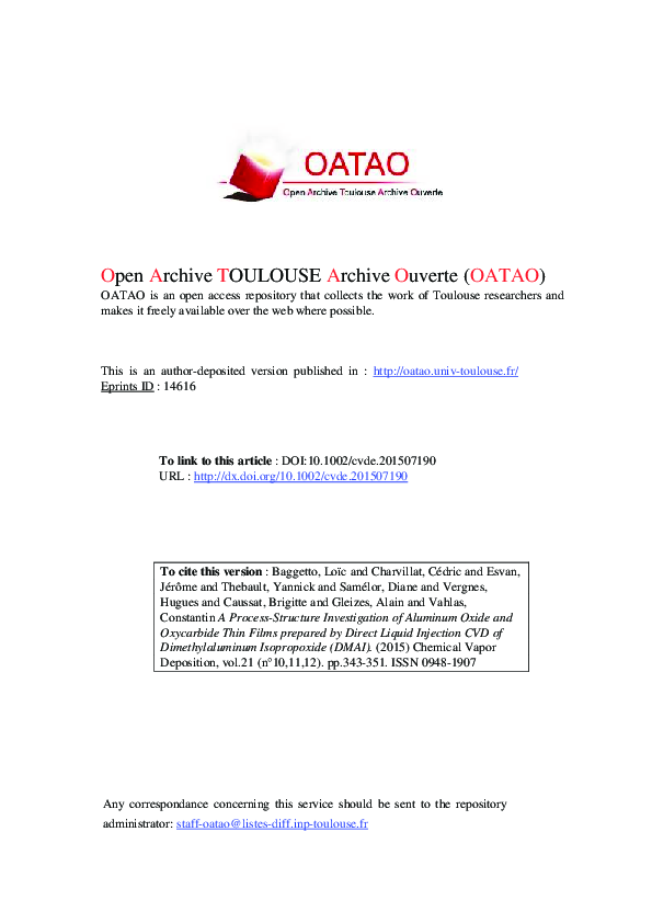 (PDF) A Process-Structure Investigation of Aluminum Oxide and ...