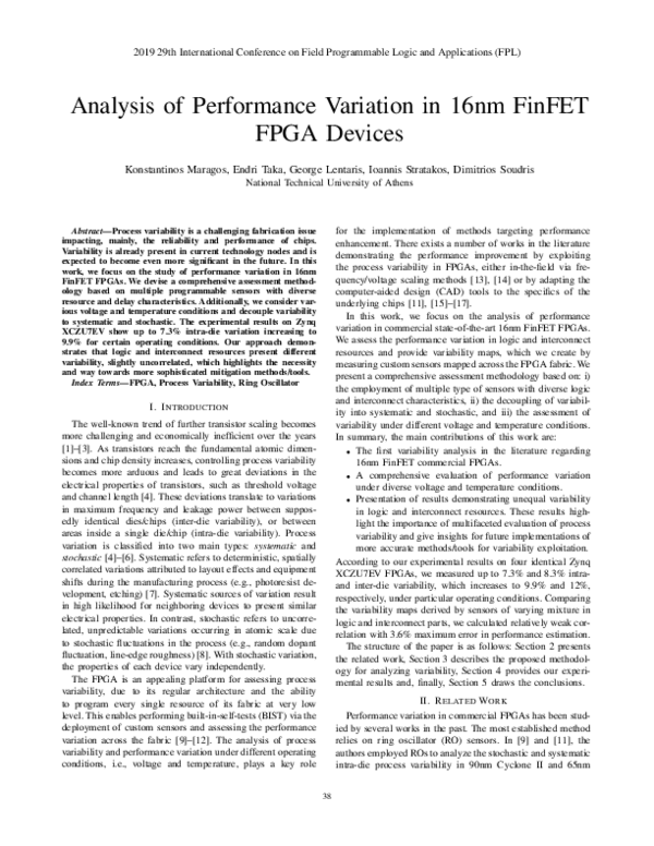 Pdf Analysis Of Performance Variation In 16nm Finfet Fpga Devices
