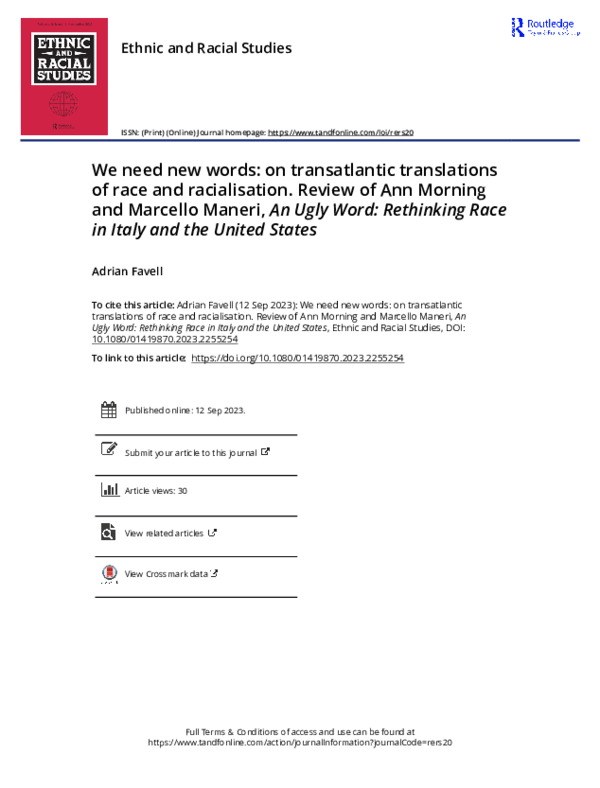 (PDF) We Need New Words: On Transatlantic Translations of Race and ...