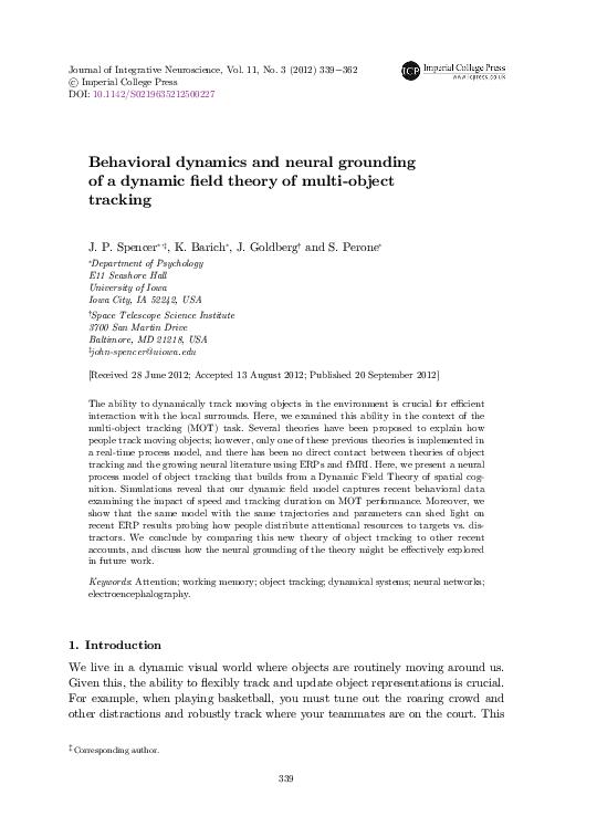 (PDF) Behavioral dynamics and neural grounding of a dynamic field theory of multi-object tracking