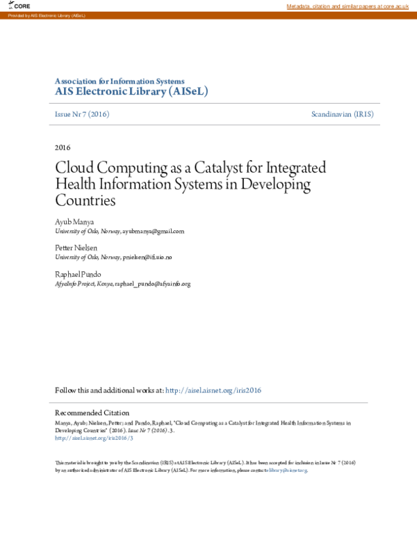 (PDF) Cloud Computing as a Catalyst for Integrated Health Information ...