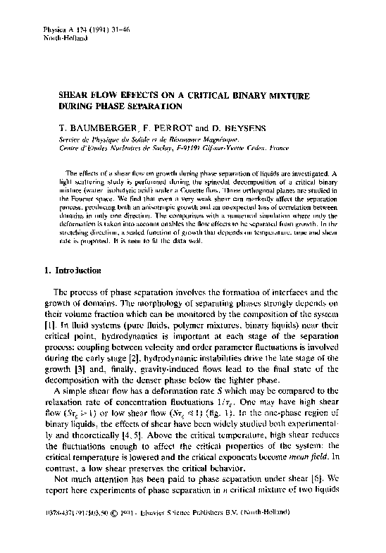 (PDF) Shear flow effects on a critical binary mixture during phase separation